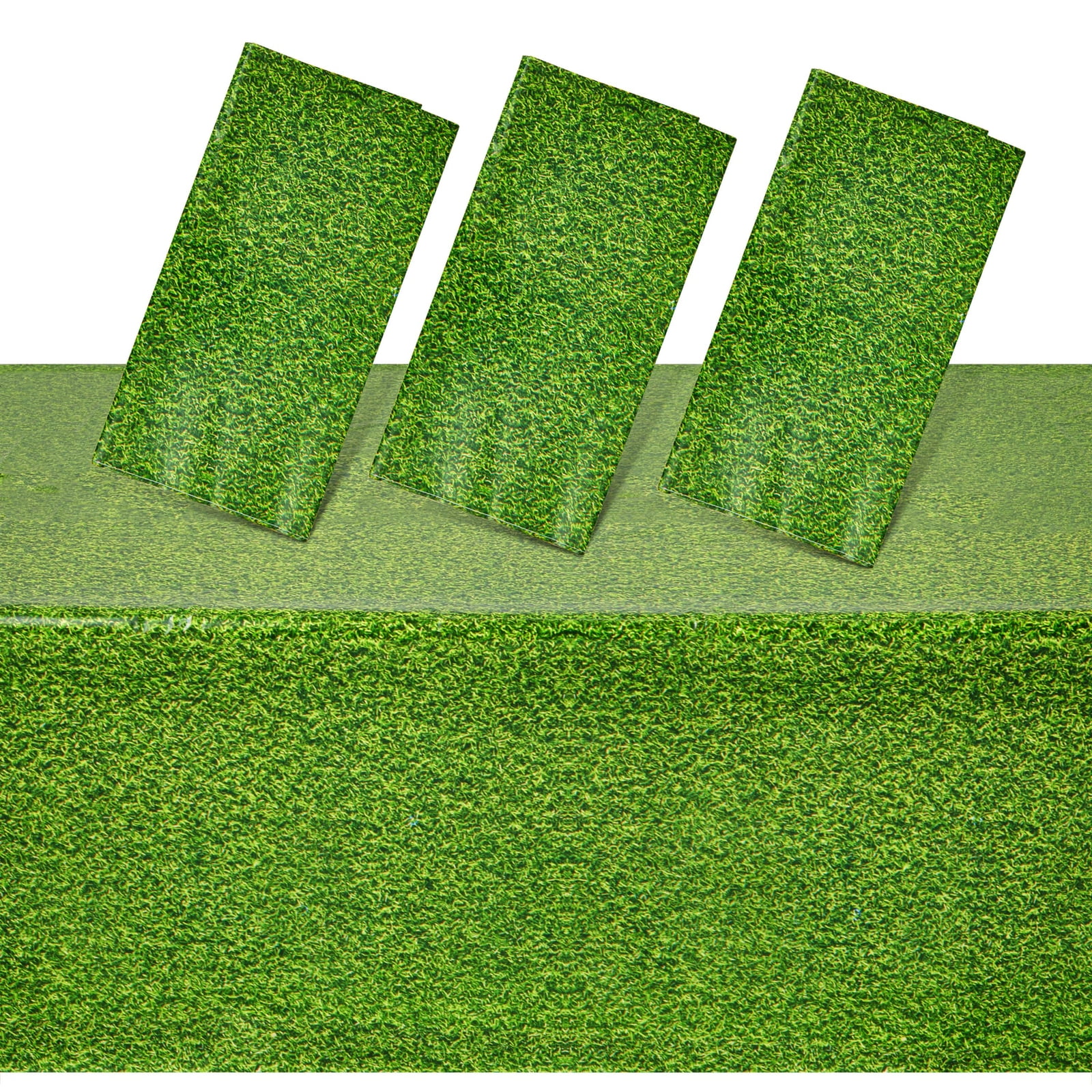 3 Pack Plastic Grass Tablecloth, Green Table Covers for Golf Party ...