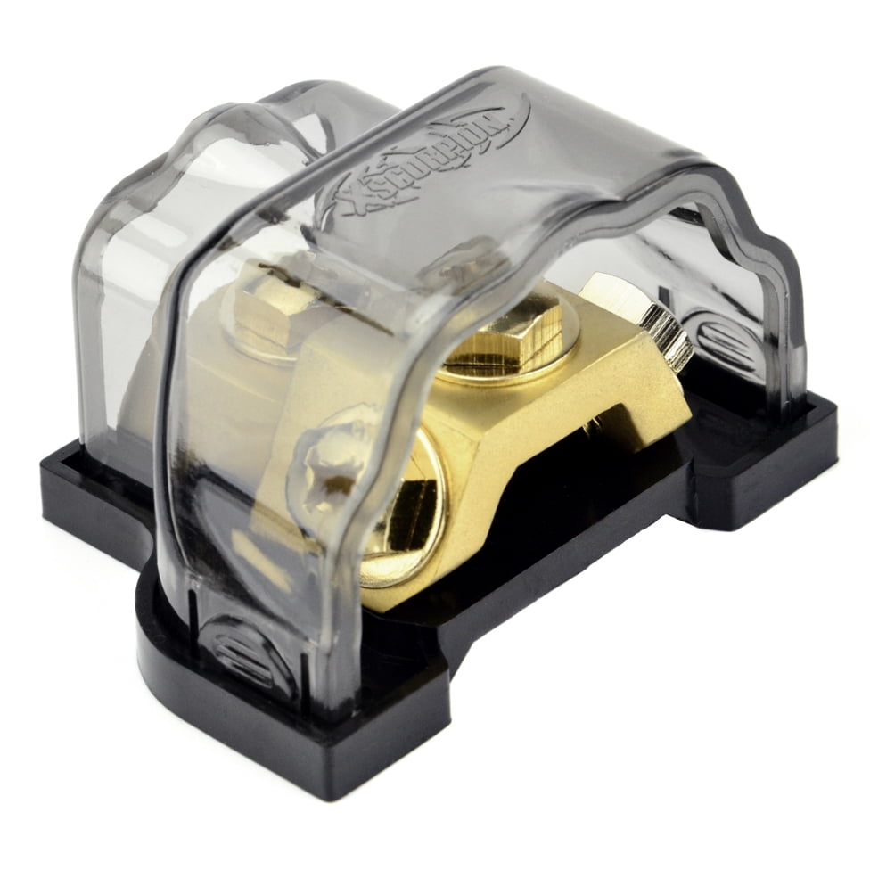 Power Ground Ring Terminal Distribution Block 8 4 2 0 Gauge In Out Gold ...