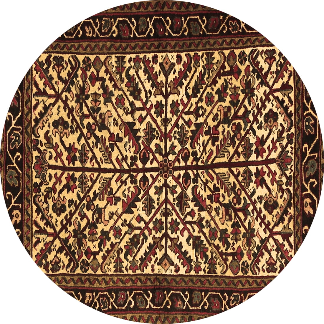 Ahgly Company Indoor Round Persian Brown Traditional Area Rugs, 8 ...