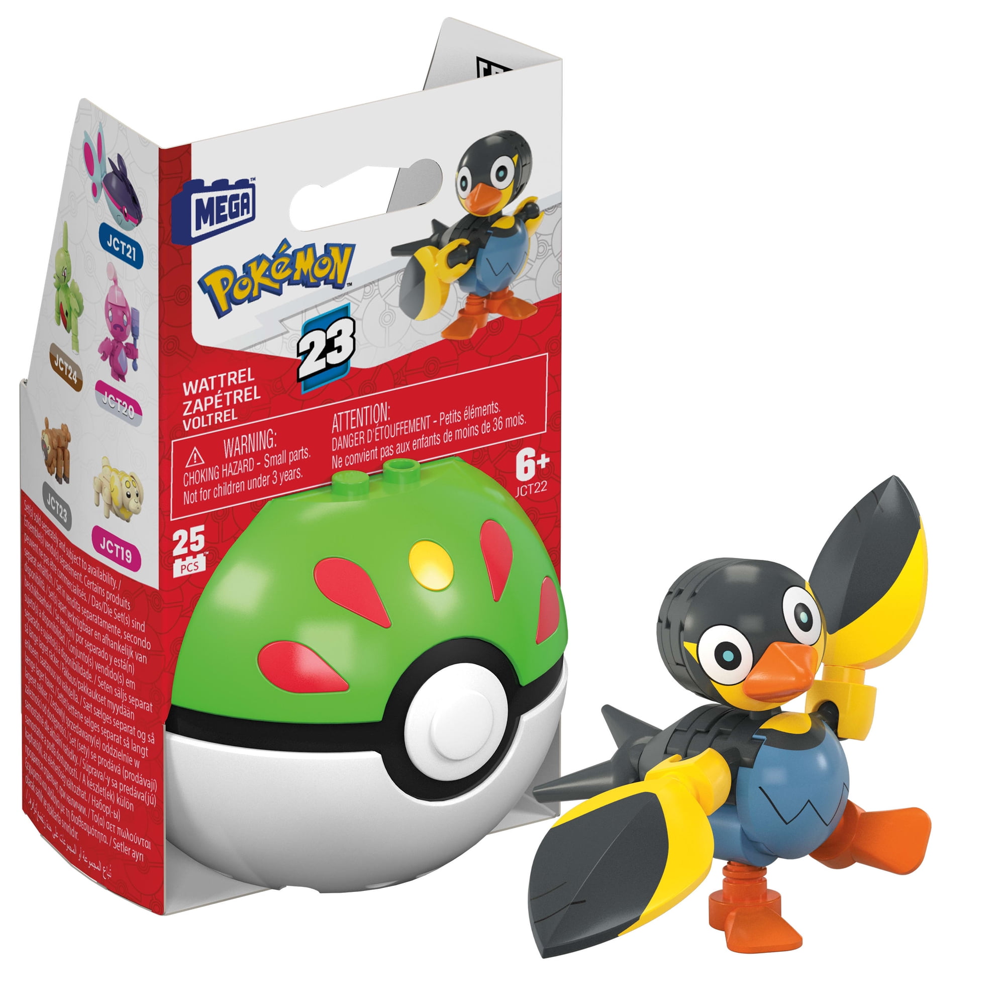 Mega Pokémon Wattrel Building Toy Kit  Poseable Action Figure With Poké Ball (25 Pieces) For Kids