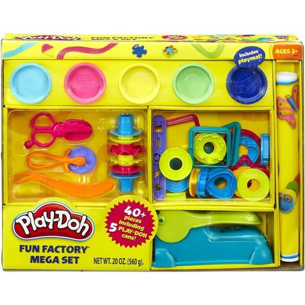 Play-Doh Fun Factory Mega Set with 5 Cans of Play-Doh & 40+ Tools ...