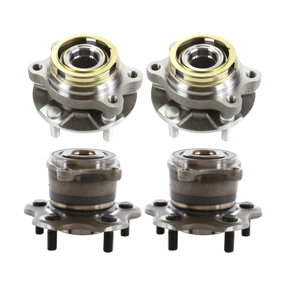 AutoShack Front and Rear Wheel Bearing Hub Assembly with ABS Set of 4 ...