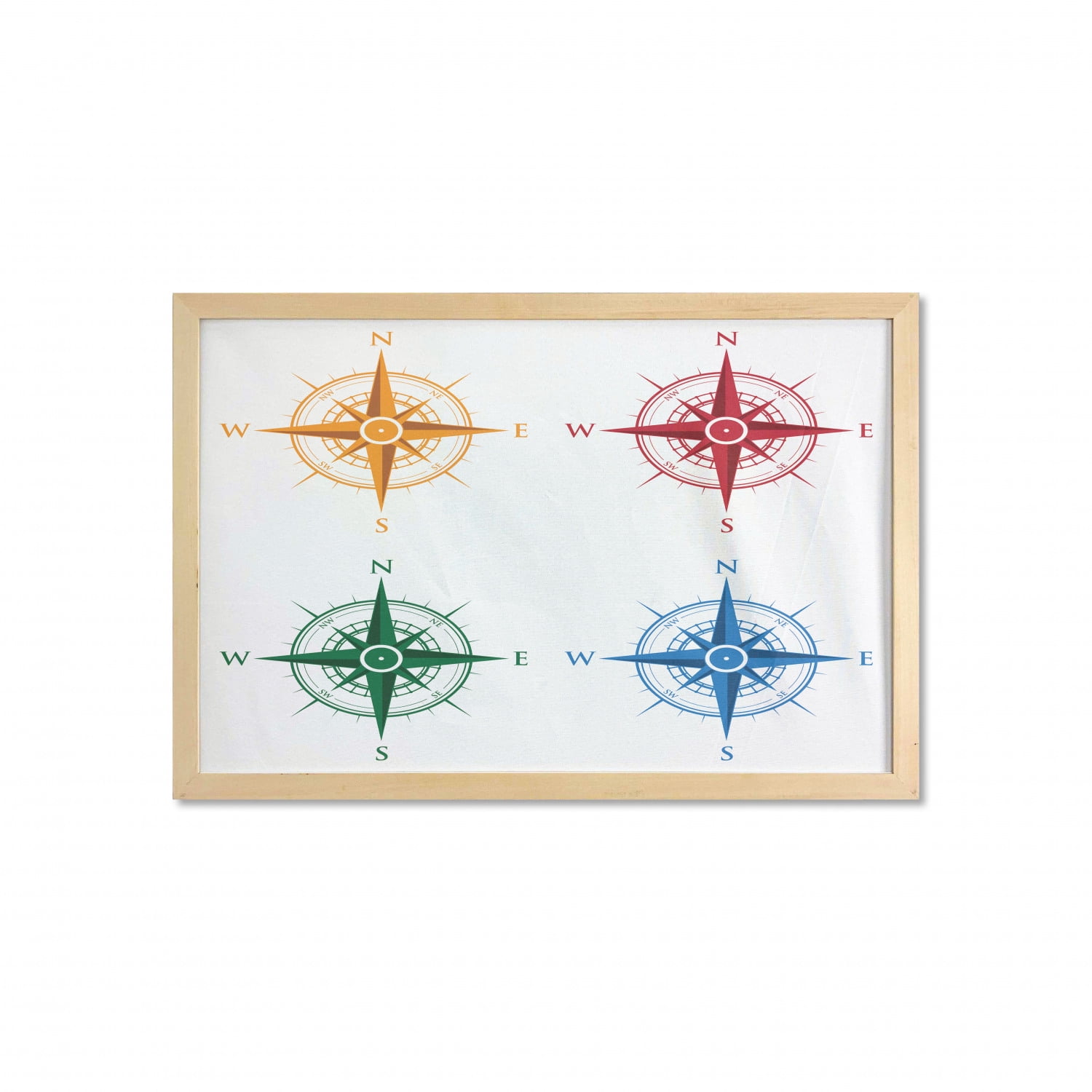 Compass Wall Art with Frame, Colorful Different Compasses Set ...
