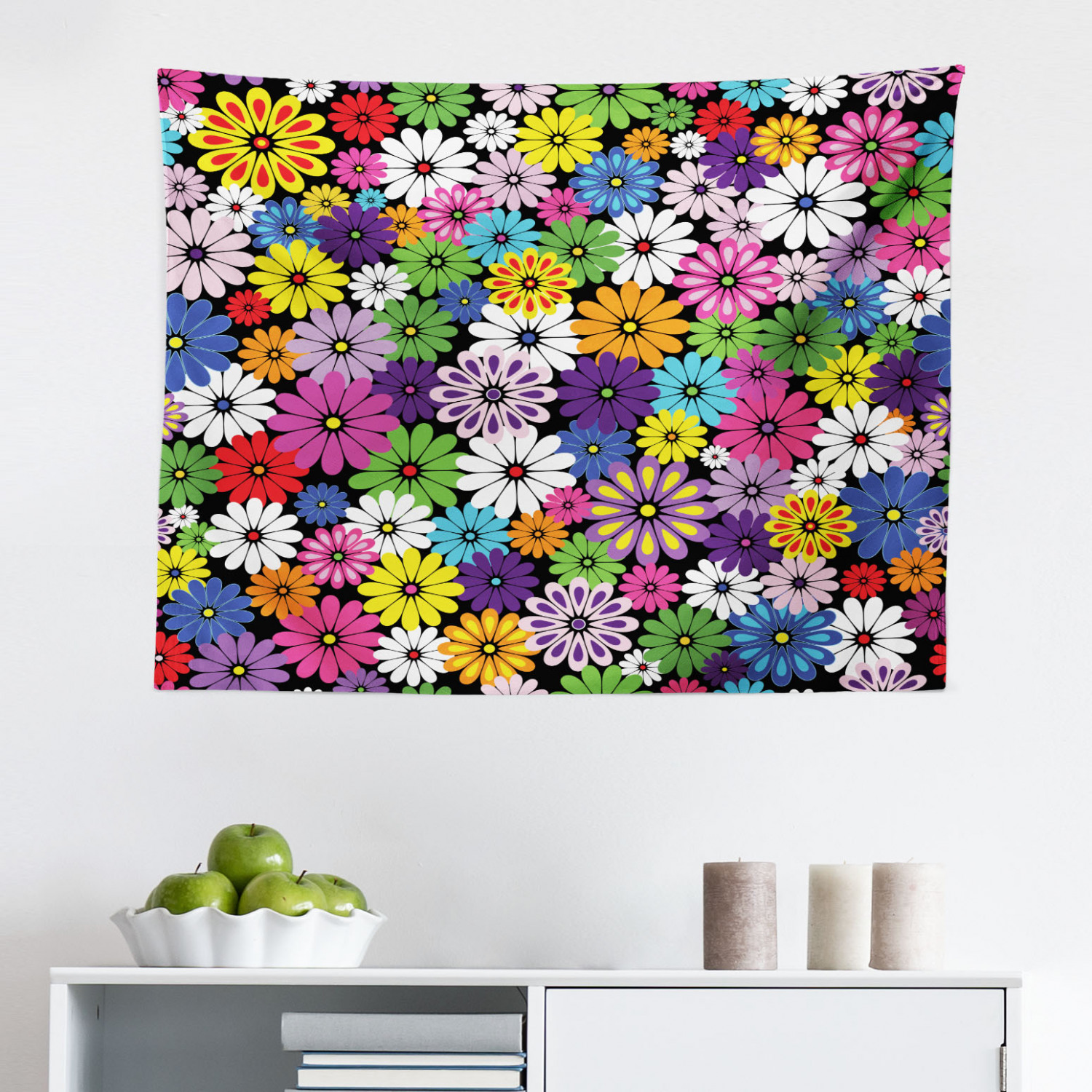 Flower Tapestry, Lilac Flowers Blossoms in Spring Romantic Meadow Happy ...