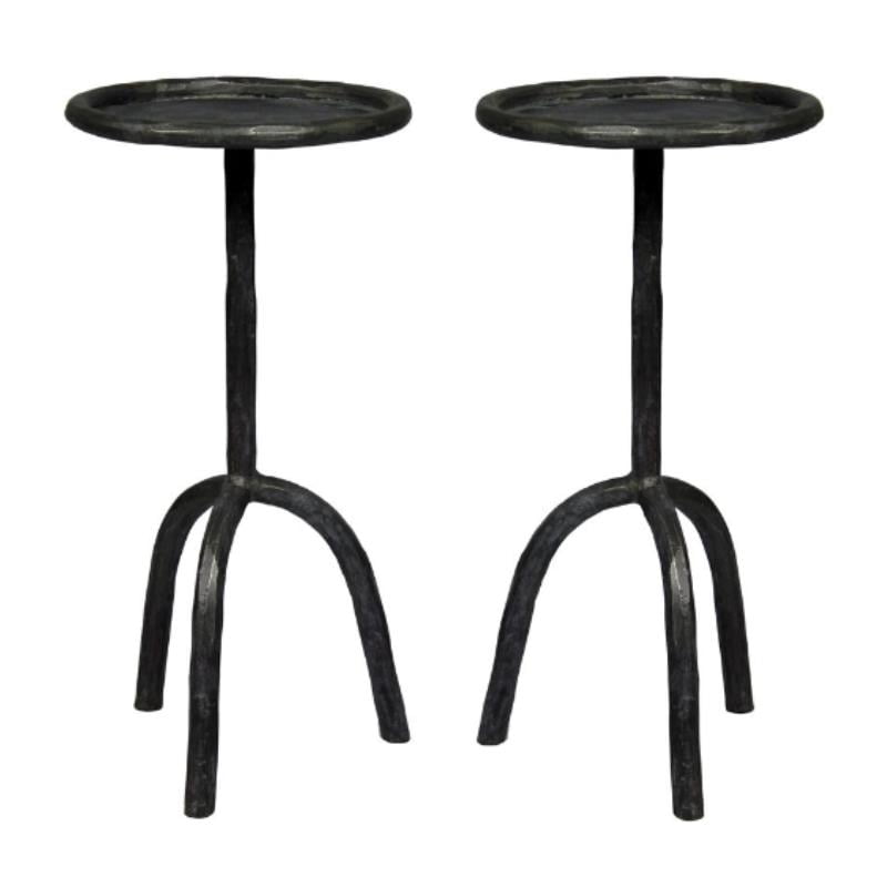 Home Square Modern Cast Iron End Table in Black Finish - Set of 2 ...