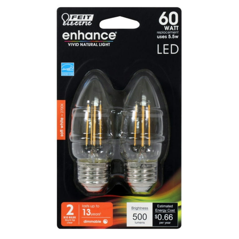 Feit Electric Enhance B10 60-Watt Daylight LED Light Bulbs, 50% OFF Feit Electric Enhance B10 60-Watt Daylight LED Light Bulbs, 50% OFF