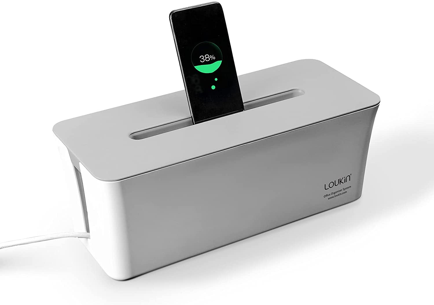 LOUKIN Cable Management Box, Power Strip Cover with Phone Stand,(15.7 ...
