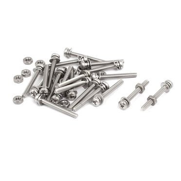 Uxcell M2 x 25mm 304 Stainless Steel Pan Head Screws Nuts w Washers (25 Sets) - Walmart.com