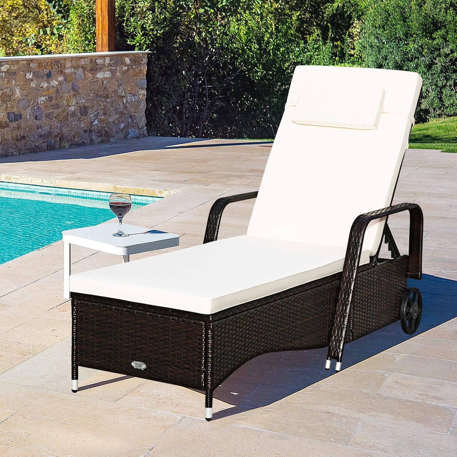 Click here for Gymax Cushioned Outdoor Wicker Chaise Lounge Chair... prices