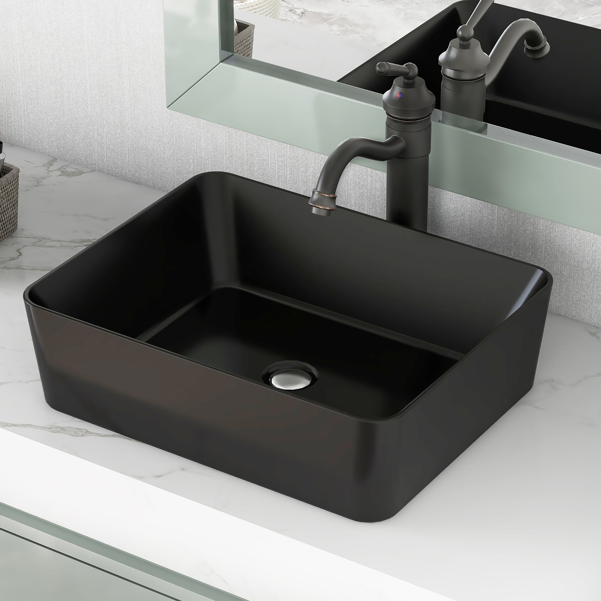 DeerValley DV-2V031 Matte Black Bathroom Vessel Sink Above Counter ...