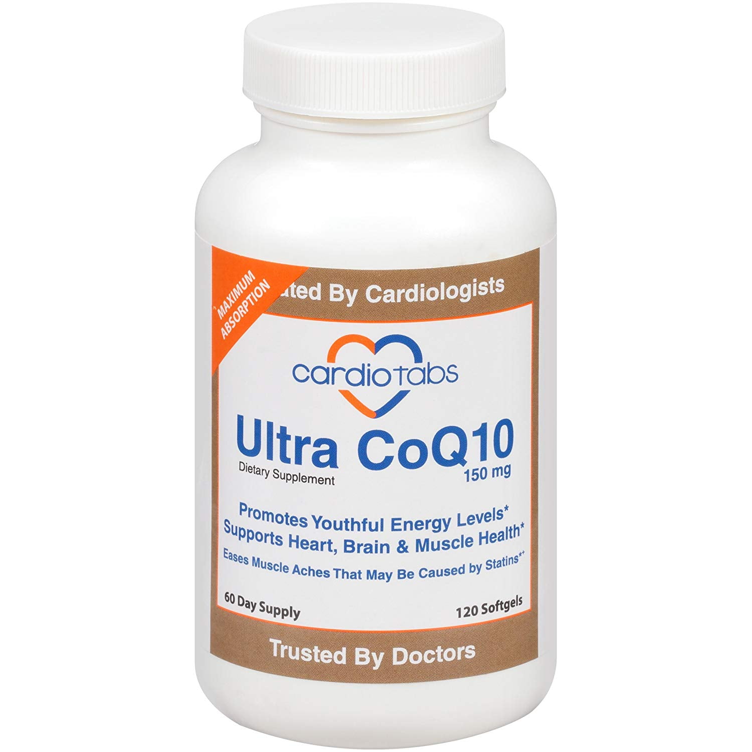 Cardiotabs Ultra CoQ10 - 150 mg of Ubiquinone, 6x Better Absorption ...