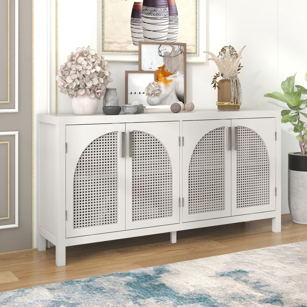 Gzxs Modern 4 Doors Buffet Sideboard Cabinet, 58 Inch, White - Walmart.com