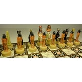 Egyptian Anubis Anubis Buff & Gold Chess Set W/ 14" Mosaic Color Board ...