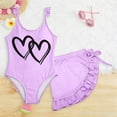 Byoo Toddler Girl Ruffled Heart Print One Piece Swimwear with Skirt ...