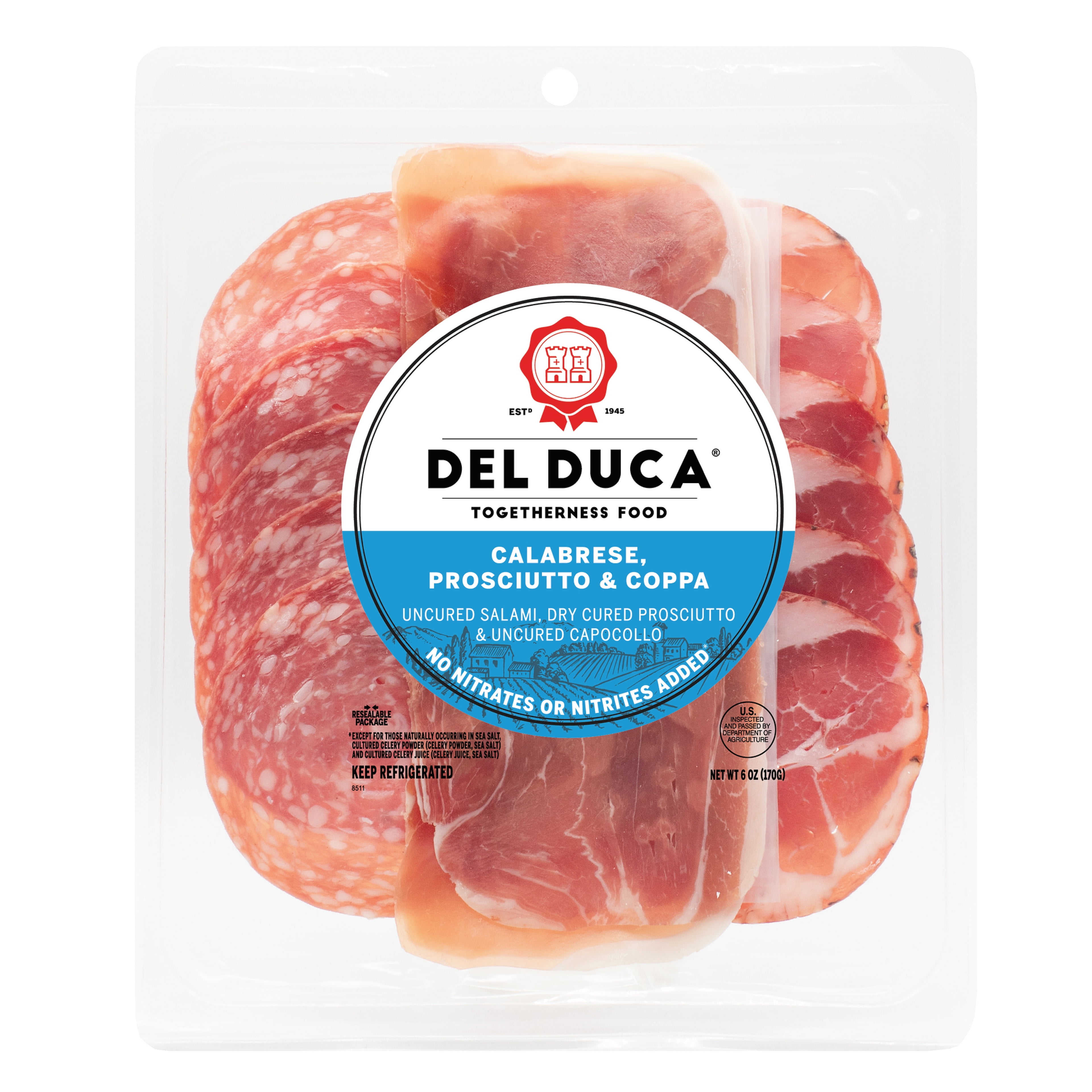 Del Duca Charcuterie, Uncured Pork Variety Pack, Sliced Deli Meat, 6 oz ...