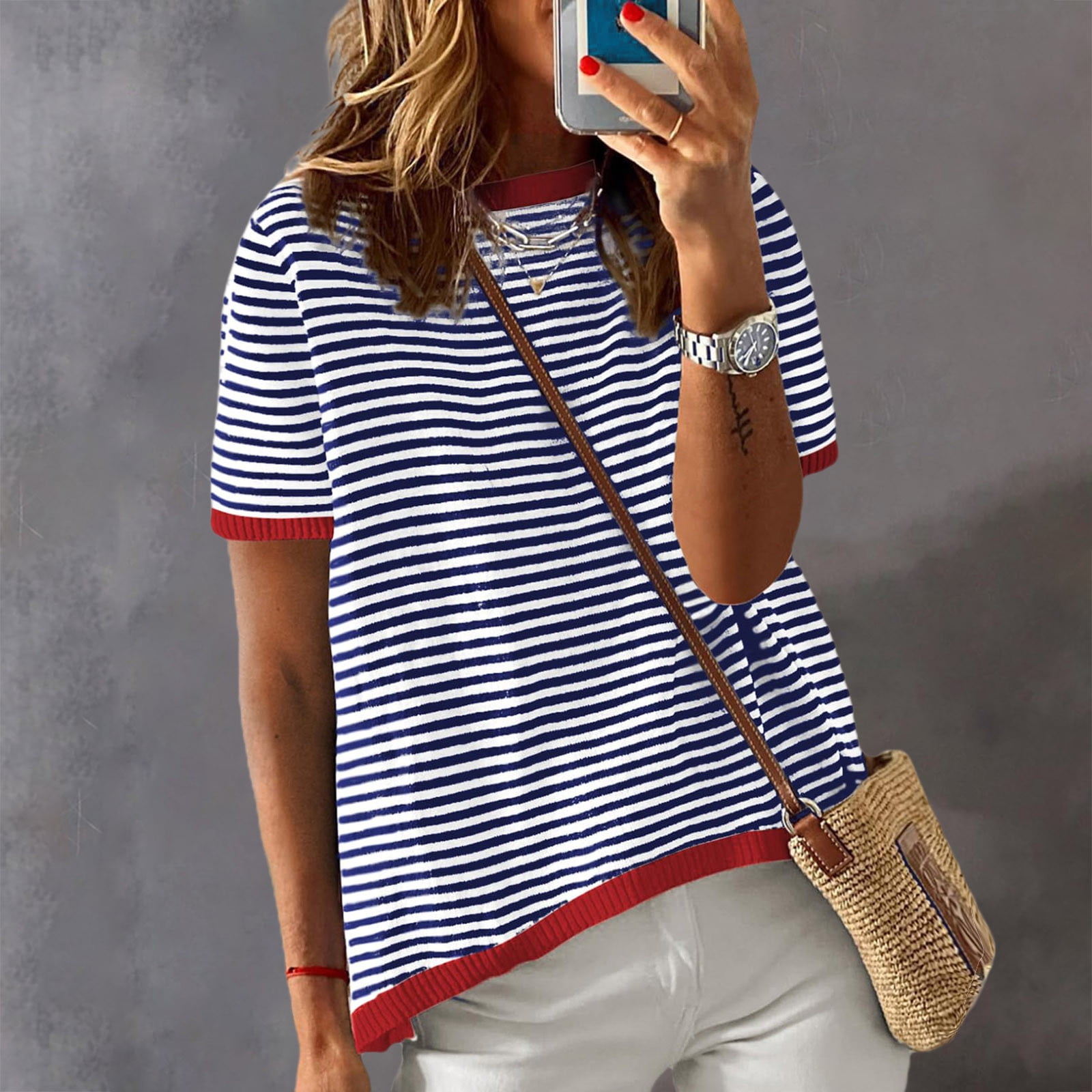 Click here for Xiaowwww Summer Tops Casual Crewneck Short Sleeve... prices