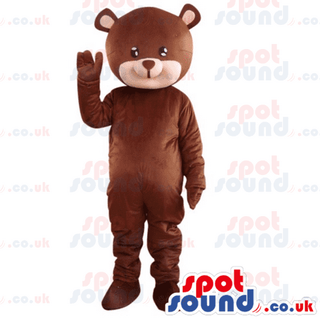 Cute Brown Teddy Bear Plush SPOTSOUND Mascot With A Beige Cartoon Face ...