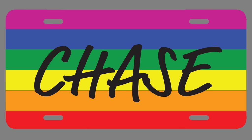 Chase Name Pride Flag Style License Plate Tag Vanity Novelty Metal | UV ...