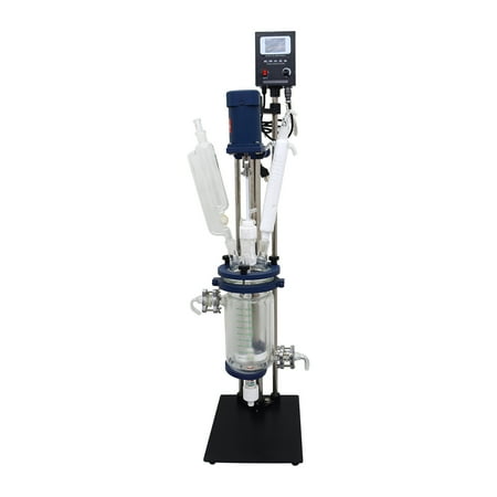 INTBUYING Jacketed Reactor 2L Laboratory Glass Reactor Jacketed Glass ...