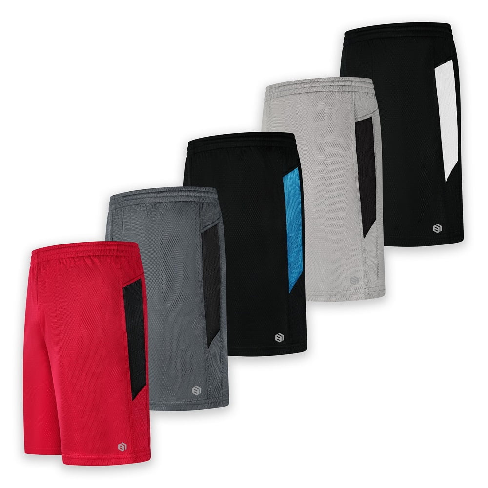 Men's Premium Active Athletic Performance Shorts with Pockets - 5 Pack ...