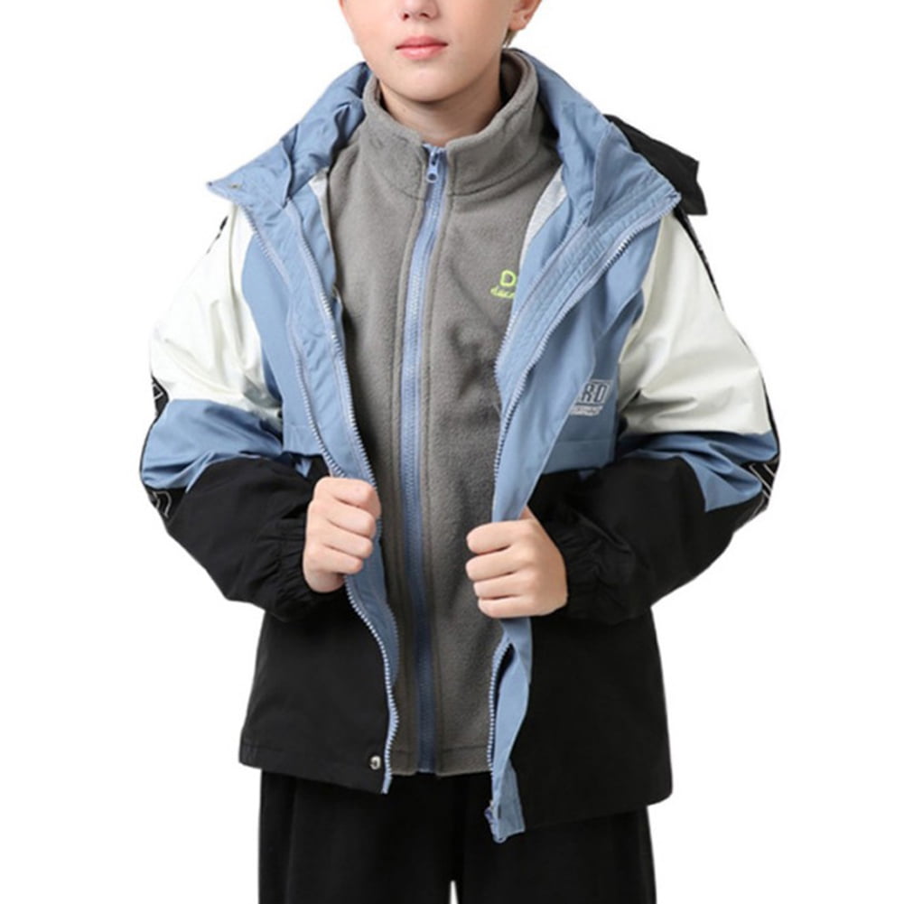 URMAGIC Child Boys Fleece Jacket+Colorblock Hardshell Jacket with ...