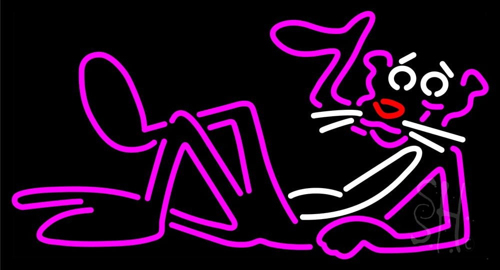 The Pink Panther LED Neon Sign 20 x 37 - inches, Black Square Cut ...