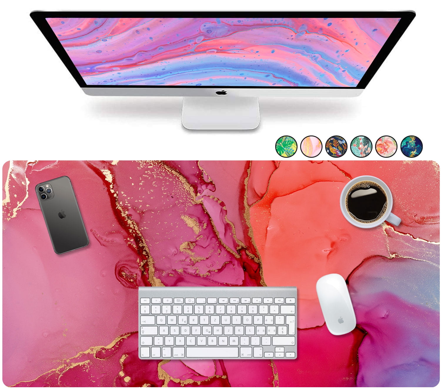 French Koko Large Mouse Pad Big Desk Mat Cute Mousepad XL Pink Orange ...