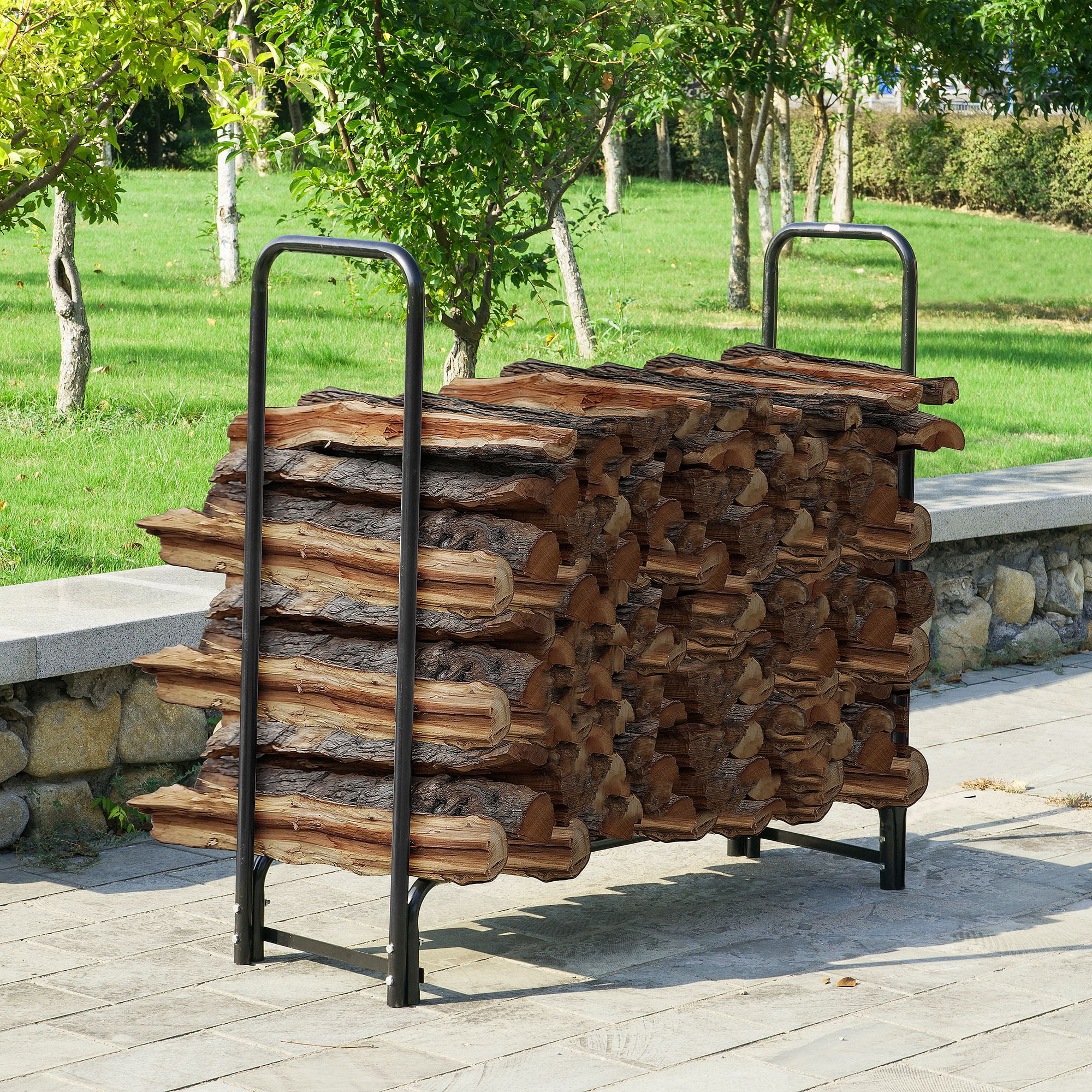 Earth Worth | Firewood Log Rack | 4 FT | Black - Walmart.com