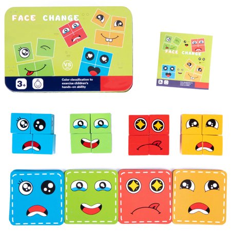 16pcs Expressions Matching Block Puzzles w/72 Cards Early Educational ...