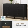Black Dresser Fluted 6 Drawer Dresser Wide Modern Chest of Drawers ...
