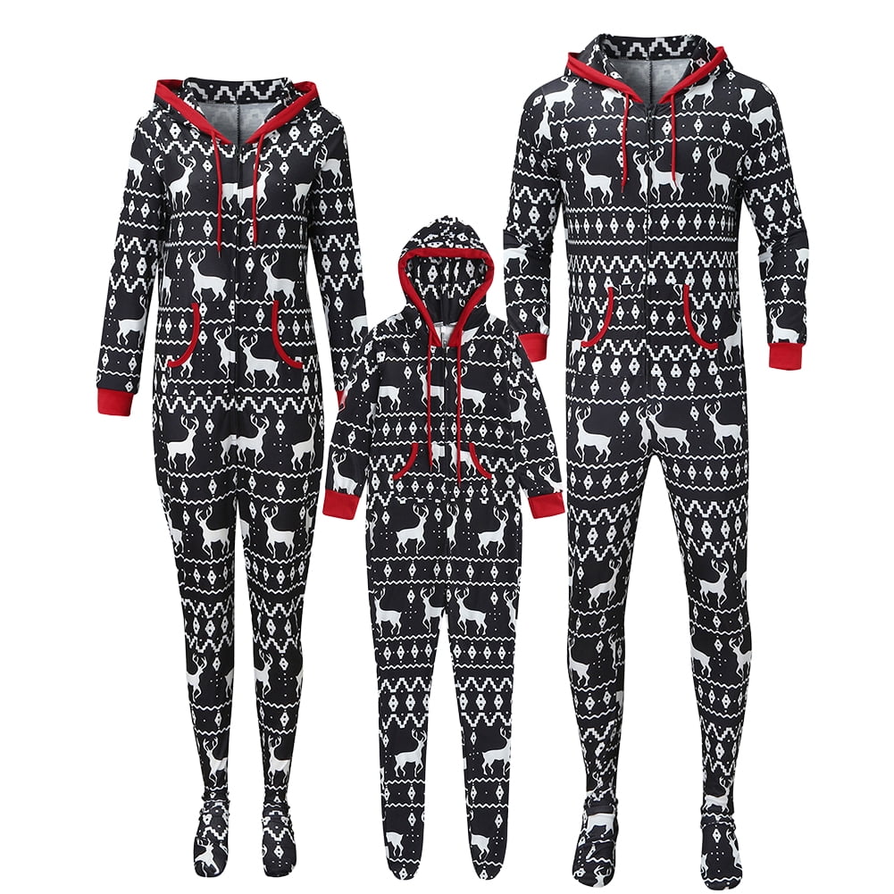 URMAGIC URMAGIC Christmas Family Matching Cotton Hooded Onesie Pjs ...