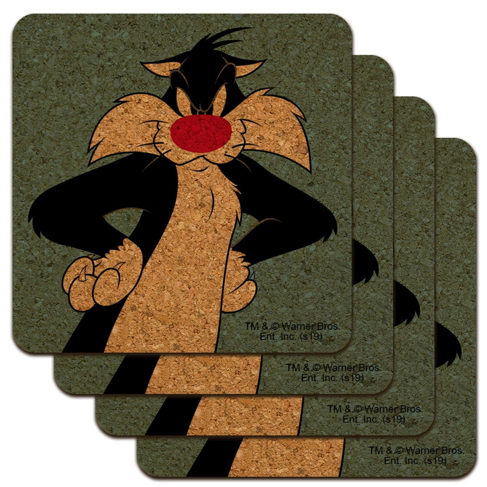 Looney Tunes Sylvester Low Profile Novelty Cork Coaster Set - Walmart.com