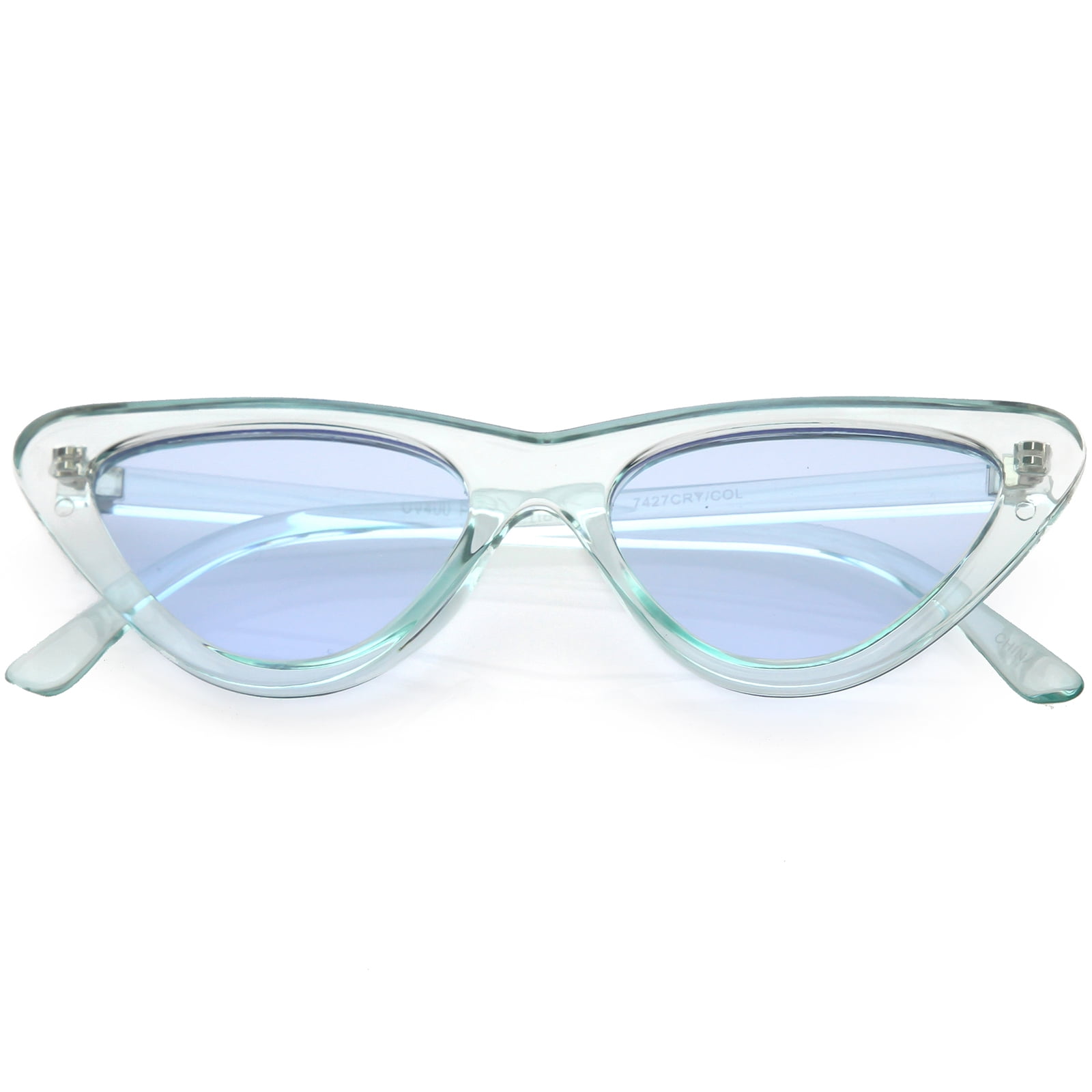 Womens Extreme Translucent Cat Eye Sunglasses Color Tinted Flat Lens