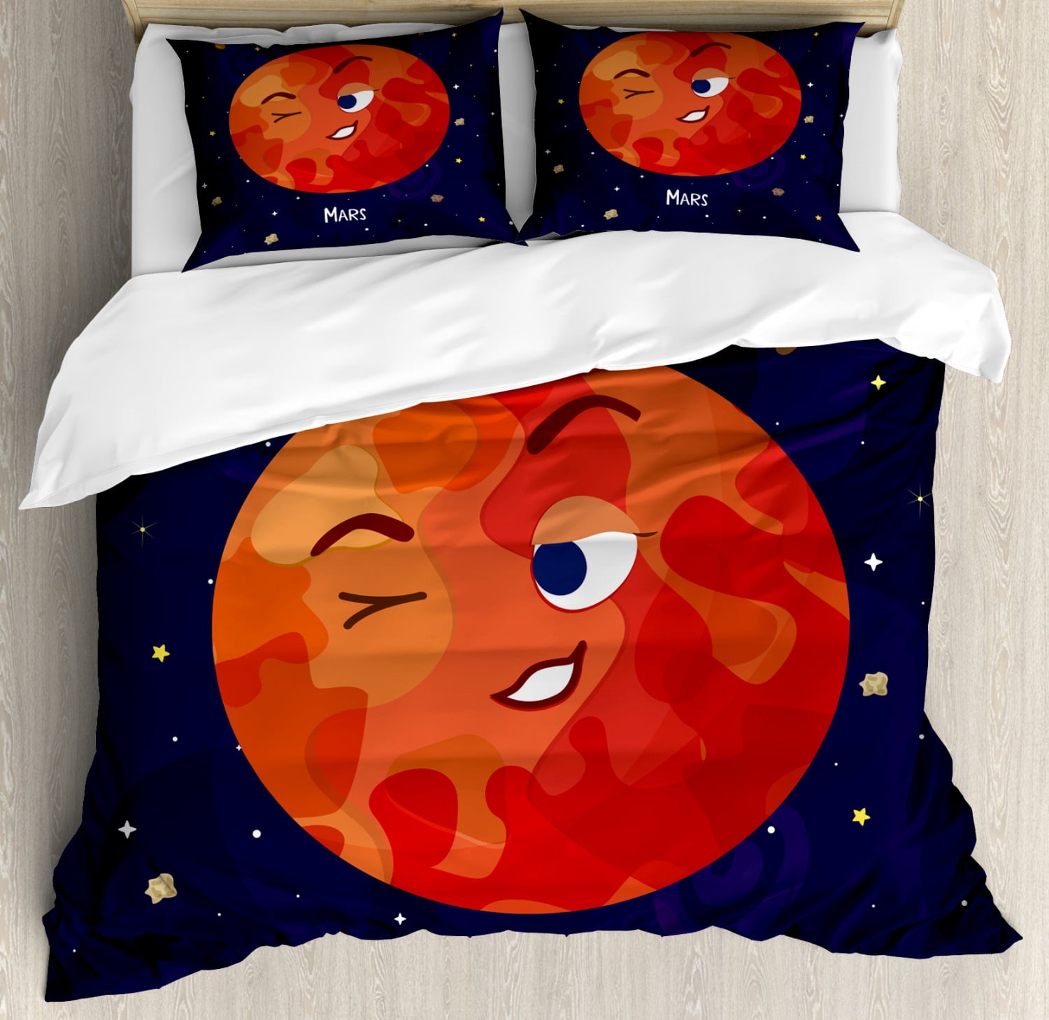 Astronomy Duvet Cover Set Queen Size, Space Planet Mars Cartoon ...