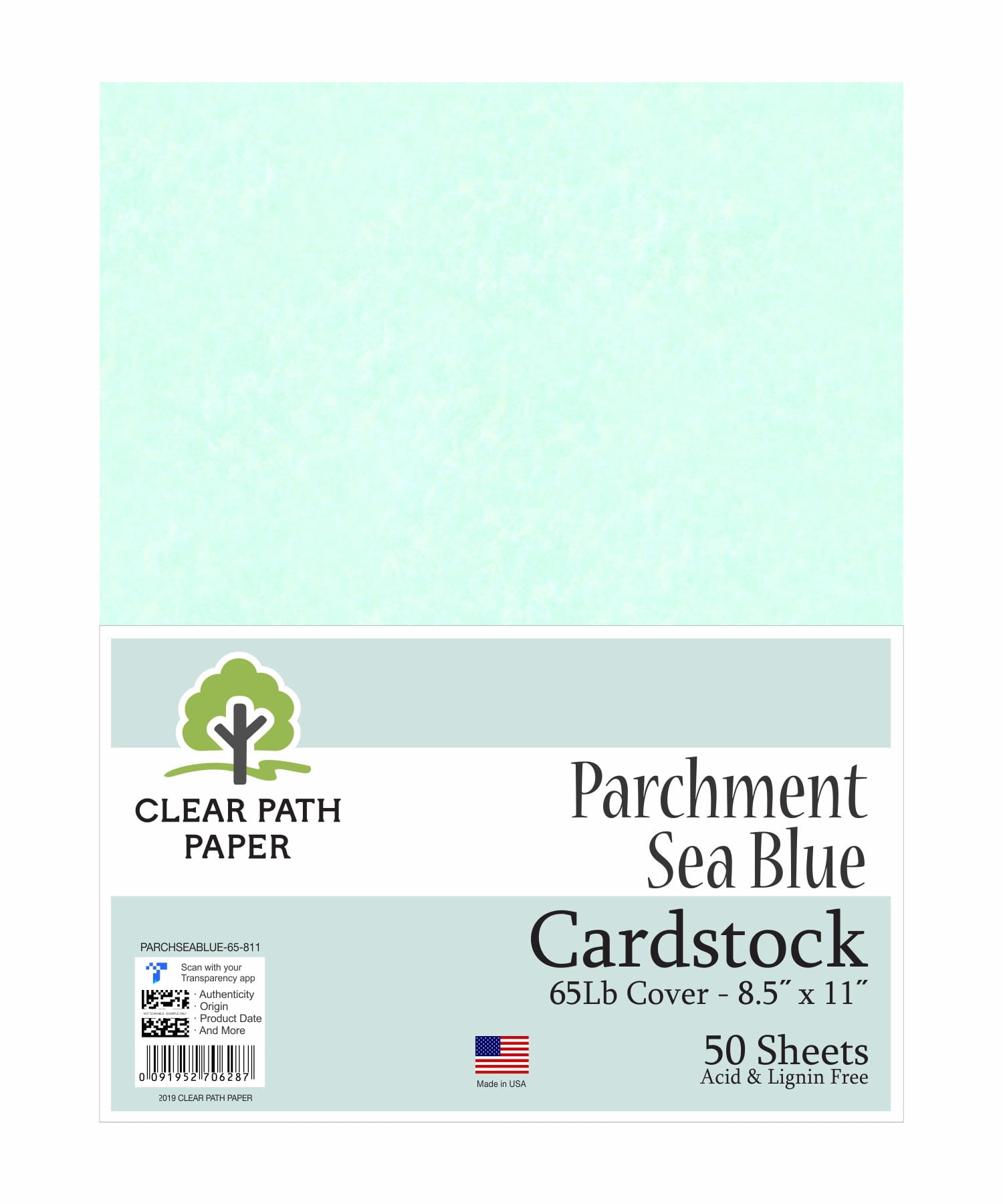 Parchment Sea Blue Cardstock - 8.5 x 11 inch - 65Lb Cover - 50 Sheets ...
