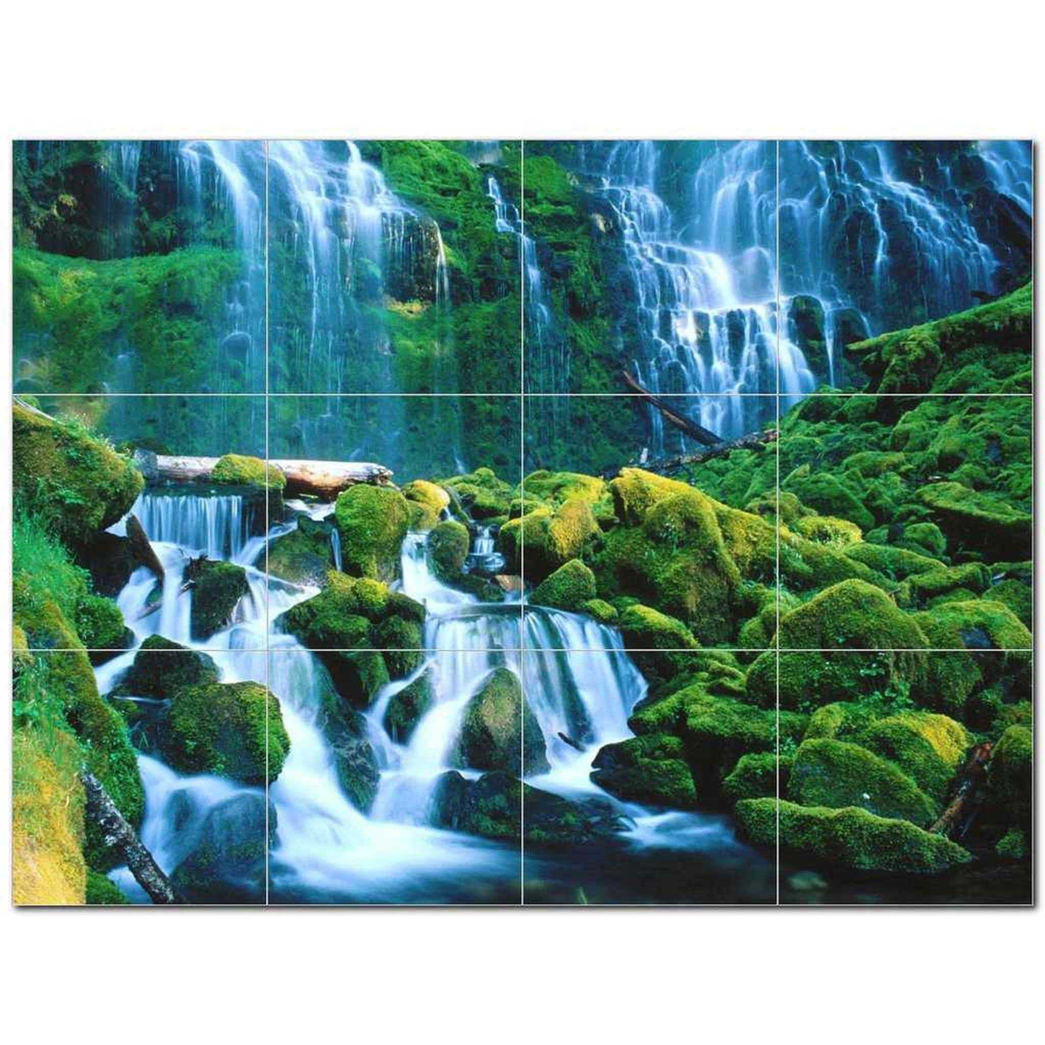 Waterfall Picture Ceramic Tile Mural Kitchen Backsplash Bathroom Shower ...