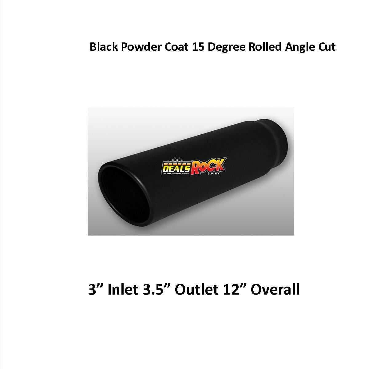 Flat Black Exhaust Tip Long 3" Inlet 3.5" Outlet 12" L Rolled Angle Cut ...