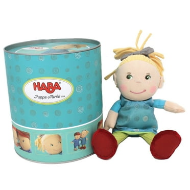 HABA Mali 12" Soft Doll with Blonde Hair, Blue Eyes and Embroidered ...