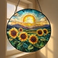 Botanical Sunflower Stained Glass Style Window Suncatcher, Decorative ...