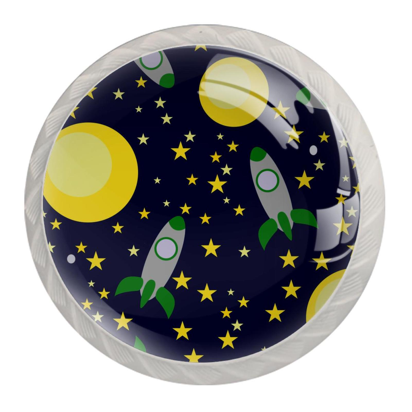 4 Pcs Space Rockets Planets Knobs for Kitchen Cabinet Cupboard Dresser ...