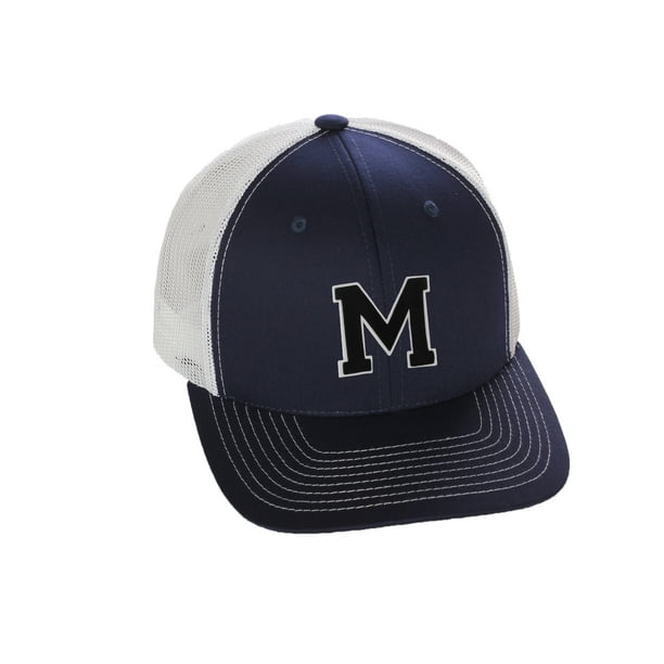 Structured Trucker Mesh Hat Custom Colors Letter M Initial Baseball Mid ...
