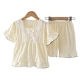 CONROSES Toddler Girls Outfits Solid Color Short Sleeve Sleepwear T ...