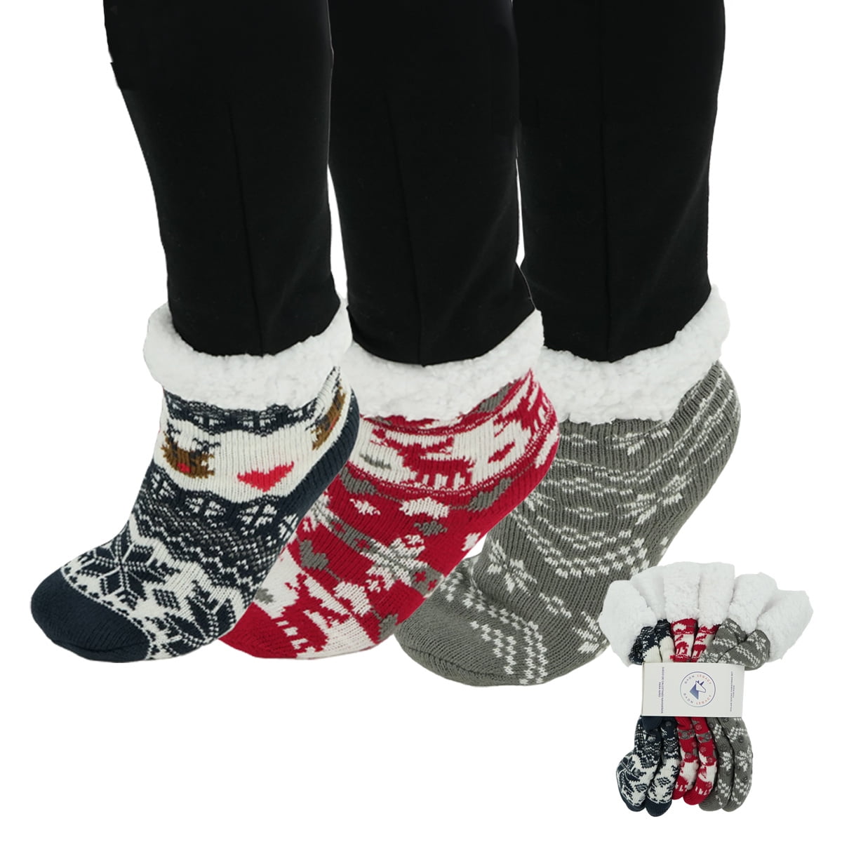 Calcetas Navideñas Unisex Termicas Afelpadas para Invierno Set de 3 ...