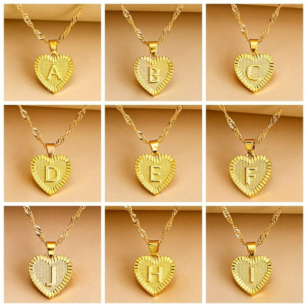 harmtty Pendant Necklace A-Z Initial Letter Heart Shape harmtty Pendant Necklace A-Z Initial Letter Heart Shape