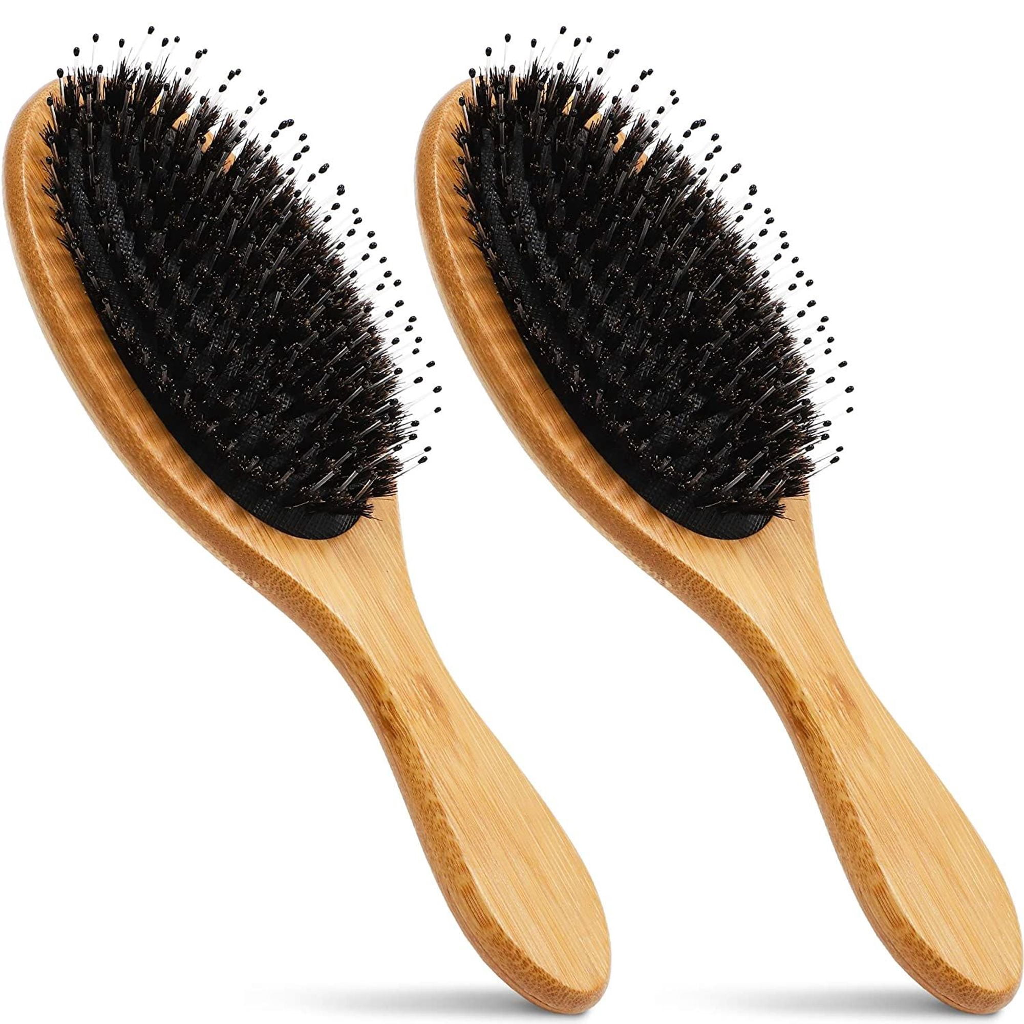 2 Pack Boar Bristle Hair Brush With Nylon Tip Oval Comb With Bamboo 2 Pack Boar Bristle Hair Brush With Nylon Tip Oval Comb With Bamboo