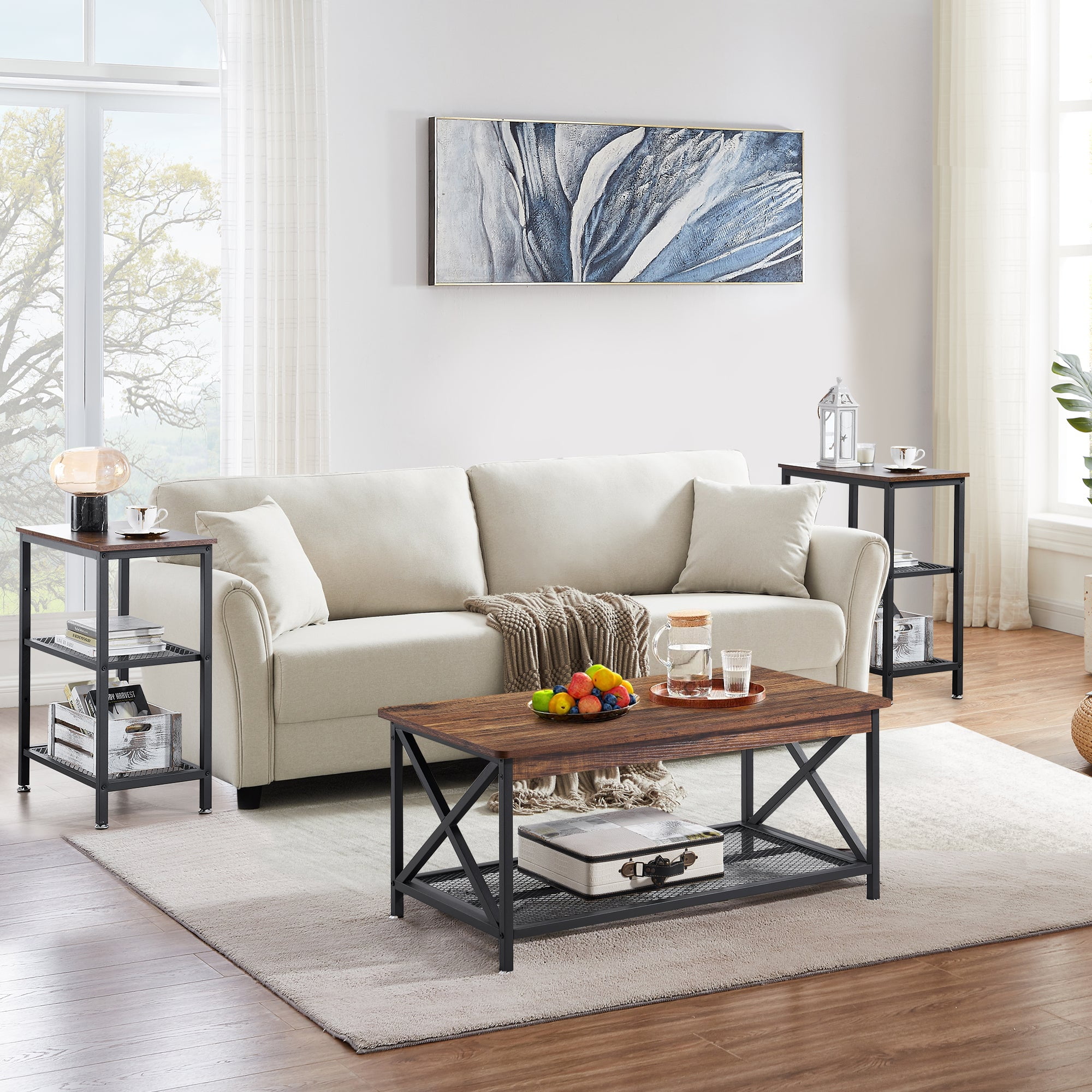 VECELO 3-Piece Coffee Table Sets for Living Room, Occasional Cocktail ...