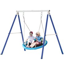 5 in 1 Metal Kids Swing Sets with Heavy Duty Outdoor A-Frame Metal ...