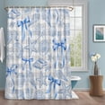 Blue Coastal Starfish Shower Curtain Set with Hooks, Seashells Coral ...