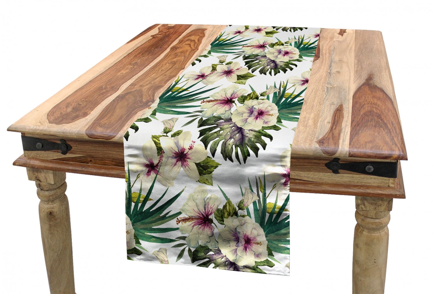 Vintage Table Runner, Watercolor Painting Style Blossoms Romantic ...