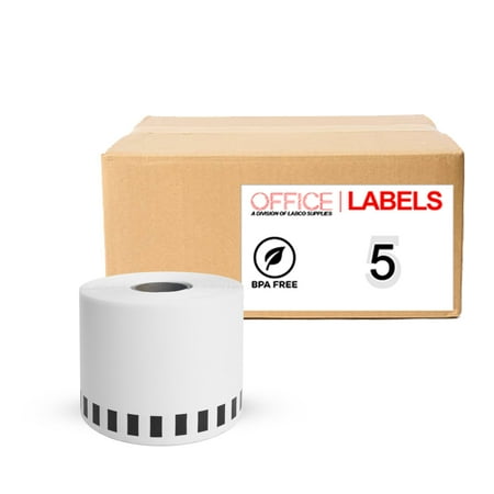 5 Rolls of DK-2205 Compatible Labels for BROTHER 2-3/7" x 100' (62mm x ...